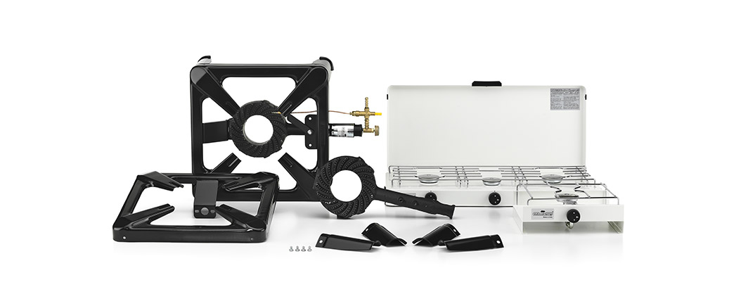 Articles for camping, cylinders and stoves for camping